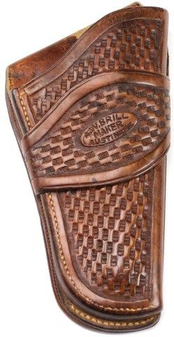 AW Brill Austin Tex stamped single loop holster