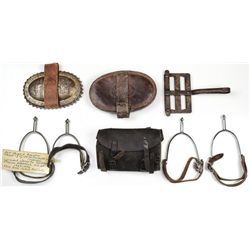 Collection of 6 includes pair of cavalry spurs