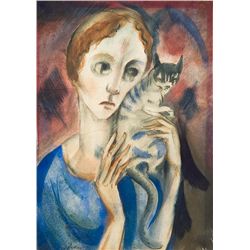 MAGNUS ZELLER Hand signed Watercolour German Art Cat