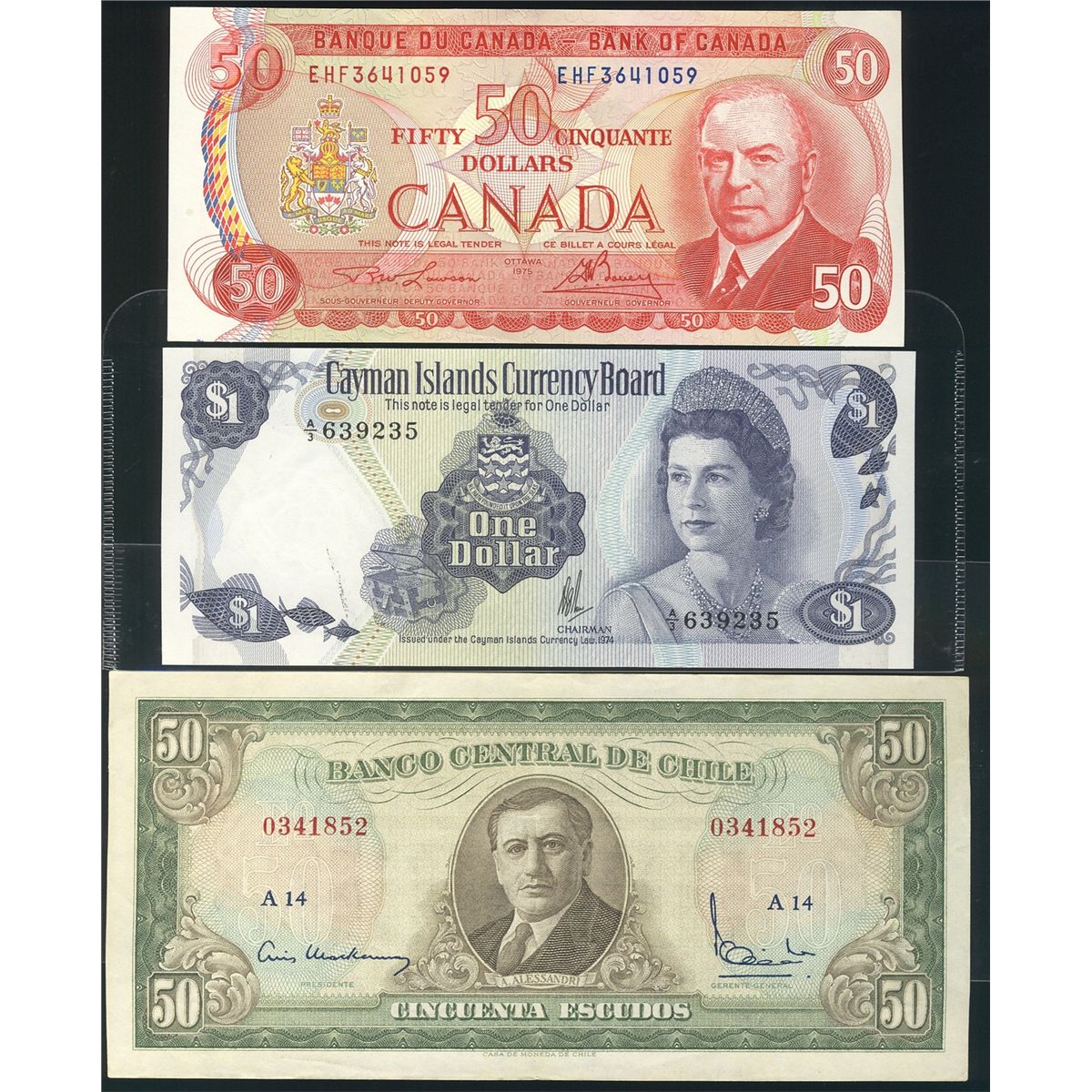 World Banknote Collection Lot 4, consists of notes from Canada to Chile ...