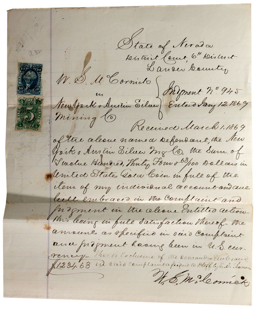 Nevada Revenue Stamped Document Collection, NV - Austin,Lander County