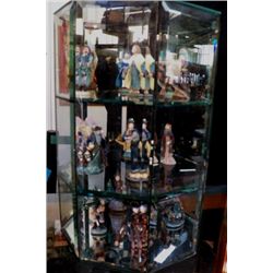 Octagon Glass Case w/Figurines 14 Minuture Figurines in Glass Display ...
