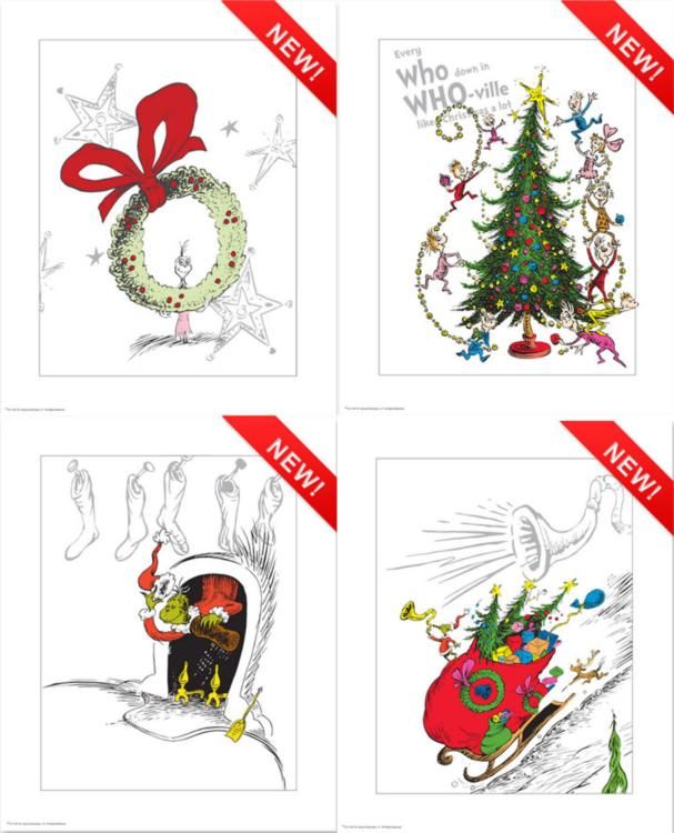 Four Dr. Seuss Prints- The Grinch Cindy Lou-Who