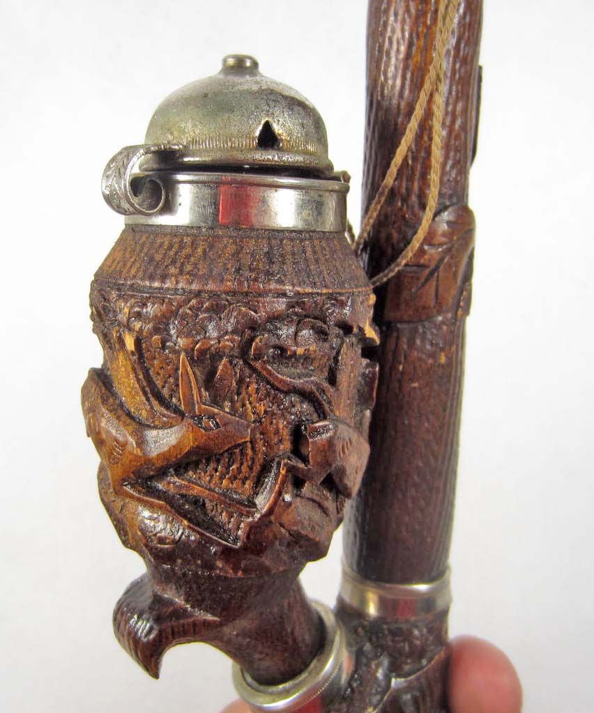 GERMAN NAZI HAND CARVED HUNTING ASSOCIATION WOOD PIPE