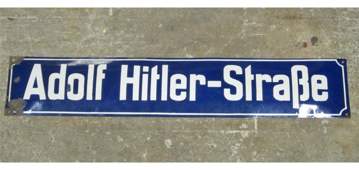 GERMAN NAZI ADOLF HITLER STRASSE PORCELAIN STREET SIGN
