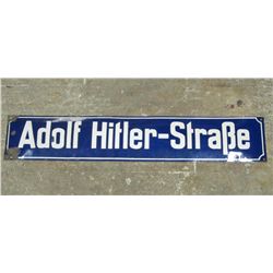 GERMAN NAZI ADOLF HITLER STRASSE PORCELAIN STREET SIGN