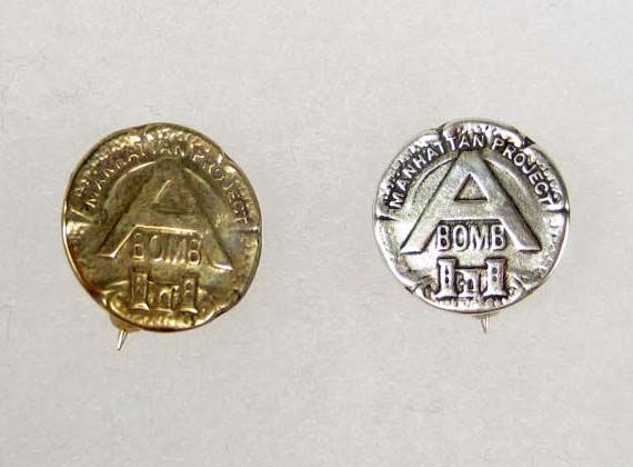 LOT OF 2 US MANHATTAN PROJECT ATOMIC A BOMB EMPLOYEE PINS