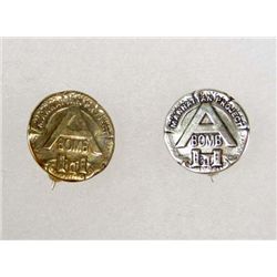 LOT OF 2 US MANHATTAN PROJECT ATOMIC A BOMB EMPLOYEE PINS
