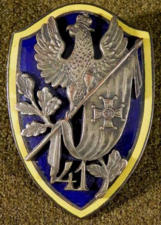 WWI Polish Regiment Enameled Badge w/Eagle # 41