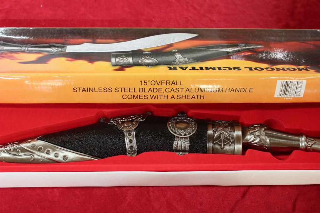 NIB Fantasy Mongol Scimitar Knife w/Sheath