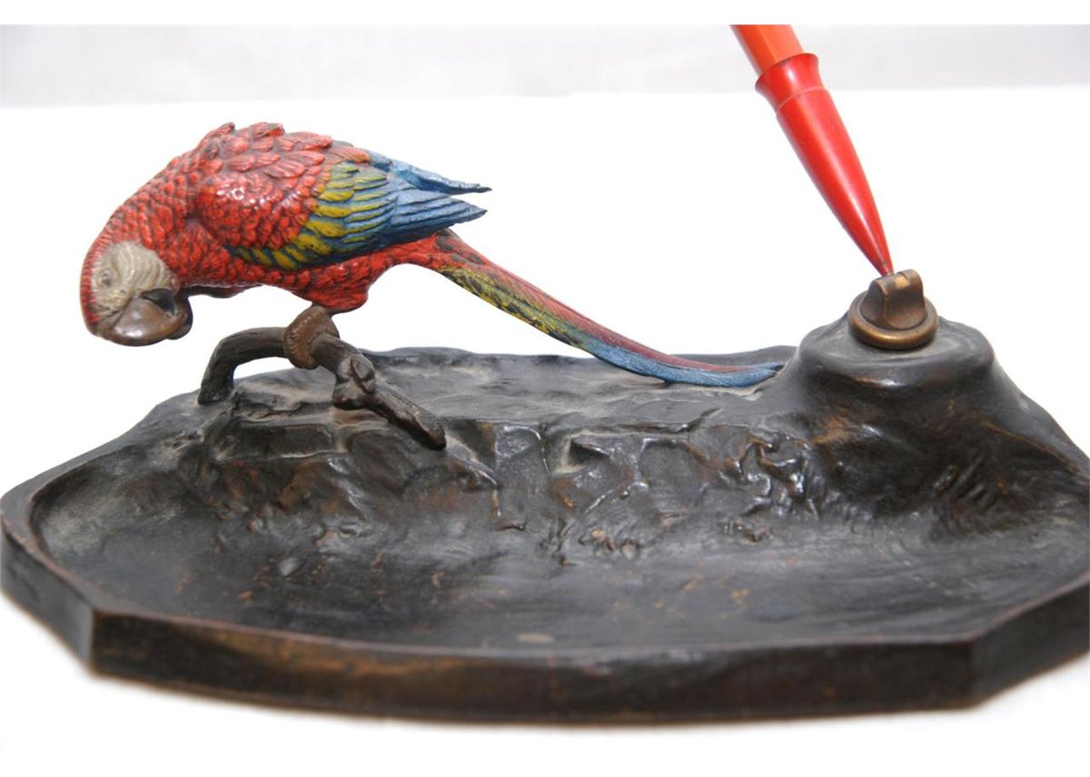 WATERMAN'S AUSTRIAN COLD PAINTED BRONZE DESK SET