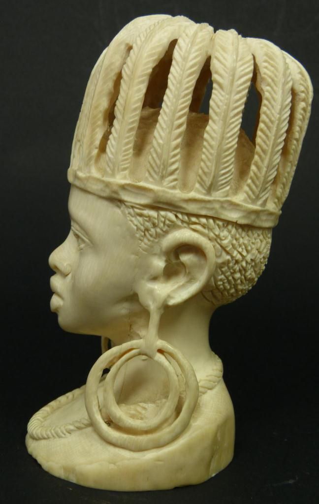 AFRICAN CARVED IVORY FEMALE BUST FIGURE