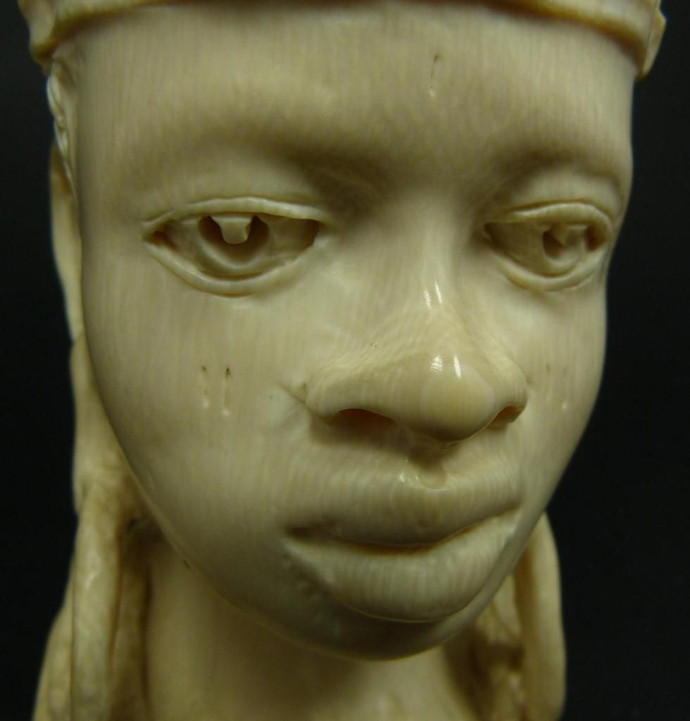 AFRICAN CARVED IVORY FEMALE BUST FIGURE
