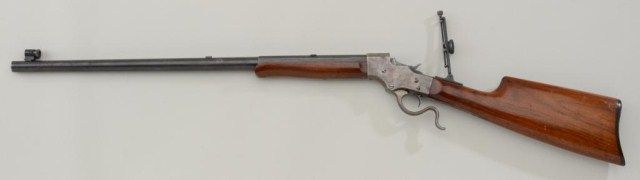 Stevens single shot rifle, .25-21 cal., 25” half round/half octagon ...