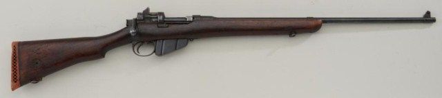 Sporterized Enfield bolt-action rifle, .303 cal., 25” barrel, blue ...