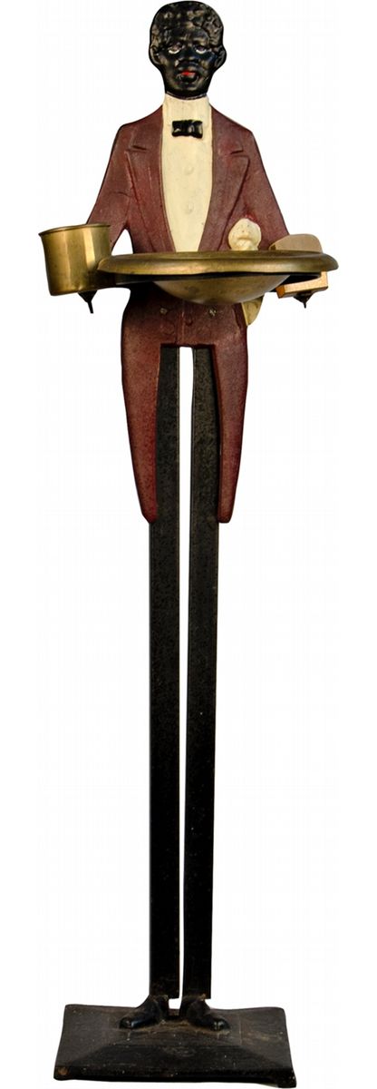 Painted Cast-Iron Butler Smoking Stand w/ Ashtray And