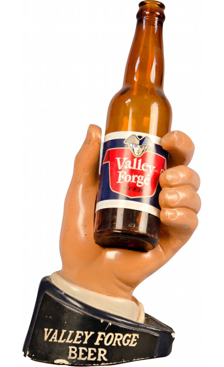 Valley Forge Beer Figural Hand Countertop Advertisement