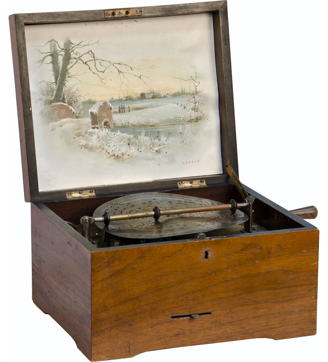 Wooden Symphonium Disc Music Box Player