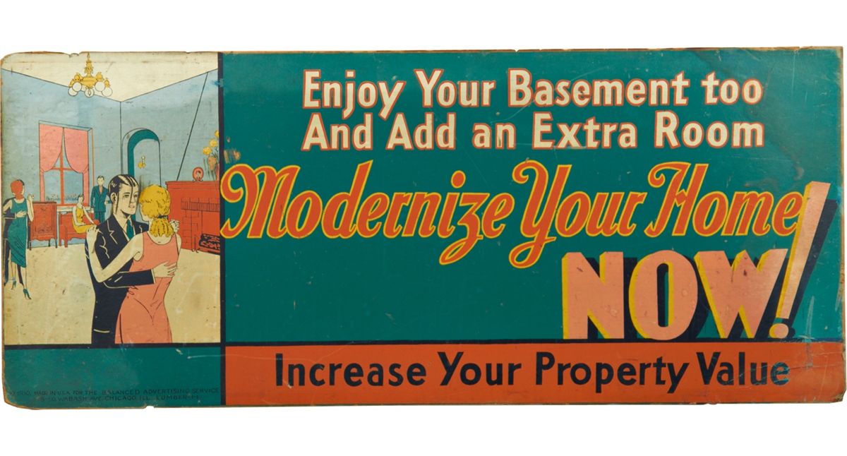 "Modernize Your Home Now!" Cardboard Advertisement Sign