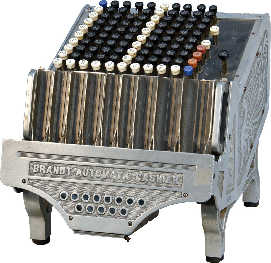 Brandt Automatic Mechanical Coin Cashier w/ Nickel-Plat