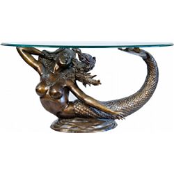 Bronze Mermaid Table w/ Oval Glass Top