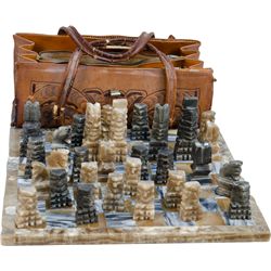 Hand-Carved Marble Tiki Chess Set