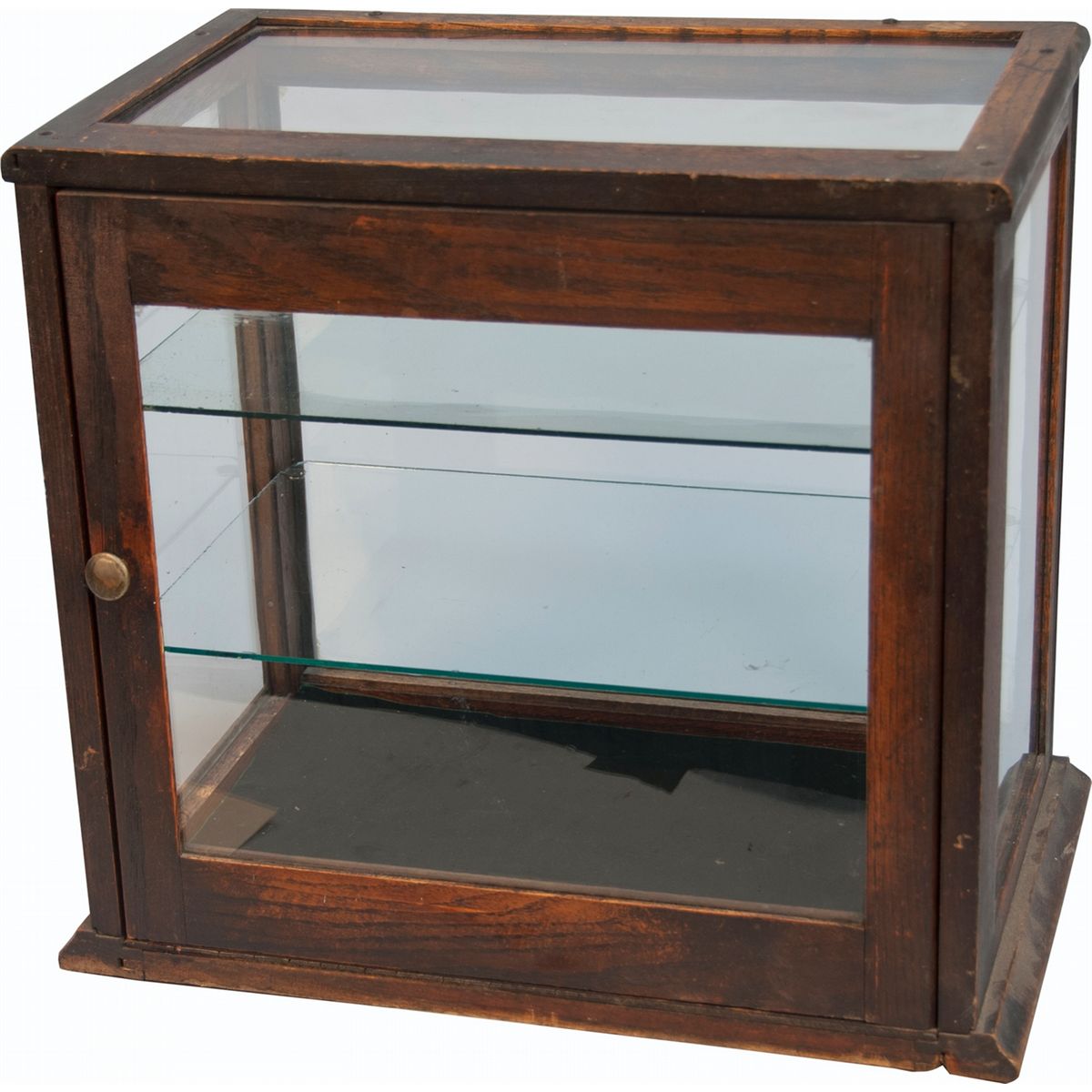 4-Sided Countertop Glass And Wood Display Showcase