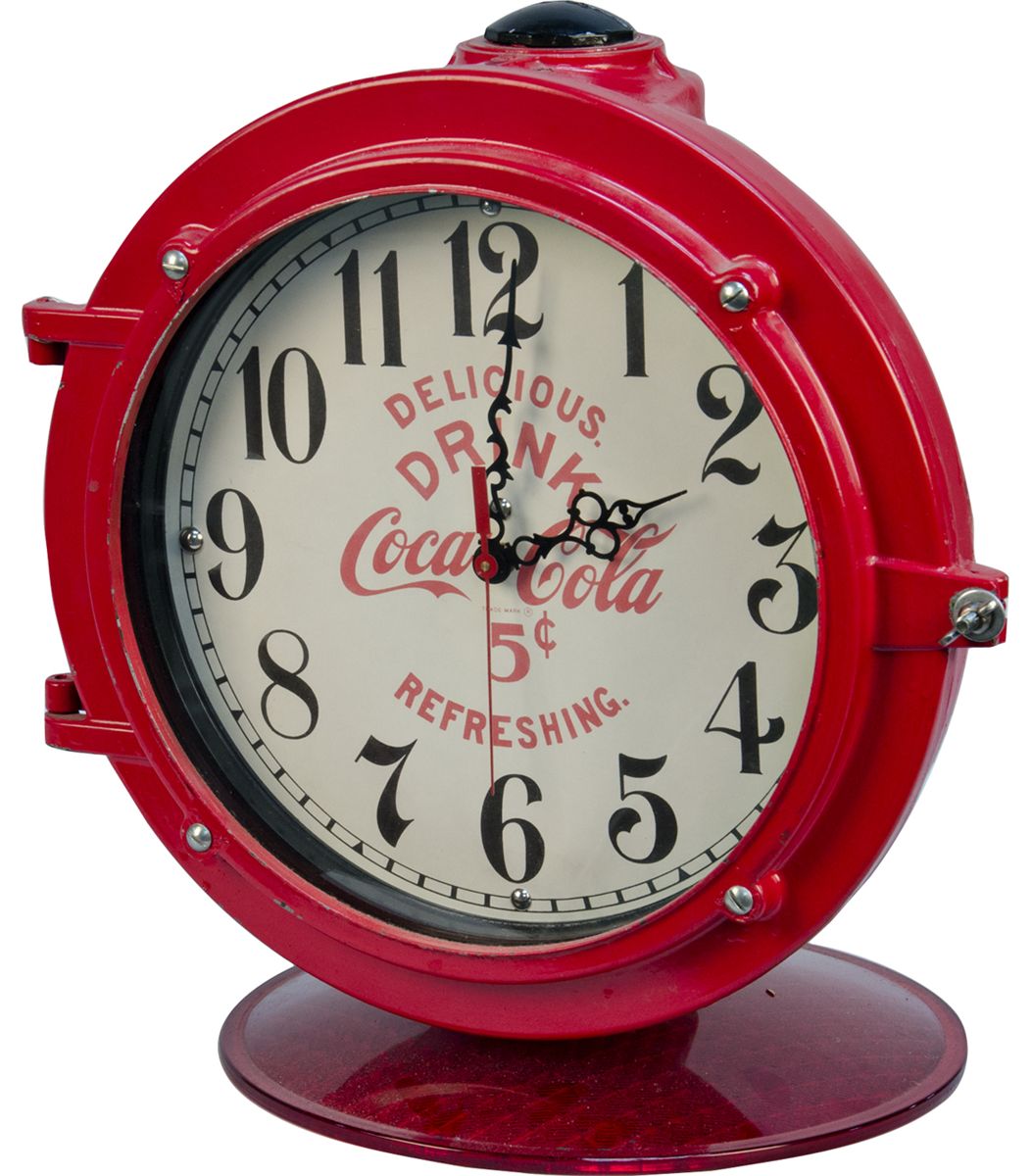 "Drink Coca Cola 5 Cents" Red Countertop Porthole Clock