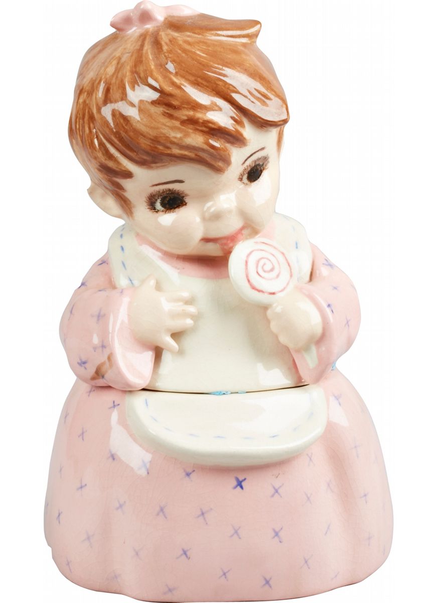 Brush Pottery Little Girl Ceramic Cookie Jar
