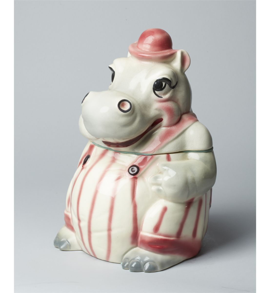 Brush Pottery Sitting Hippo Ceramic Cookie Jar