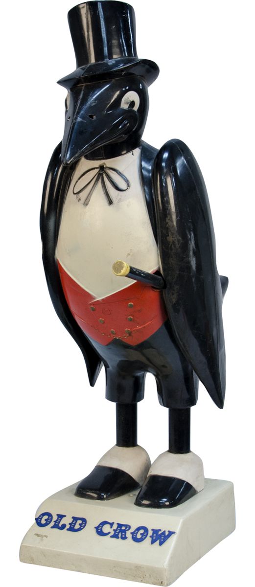Old Crow Whiskey Plastic Figural Crow Advertisement Dis