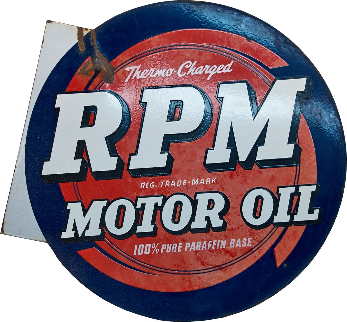 Rpm Motor Oil Double-Sided Round Porcelain Flange Sign