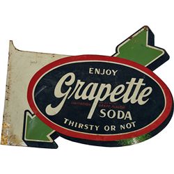 Enjoy Grapette Soda Tin Double-Sided Flange Sign