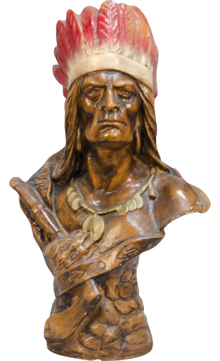 Cigar Store Plaster Figural Indian Bust