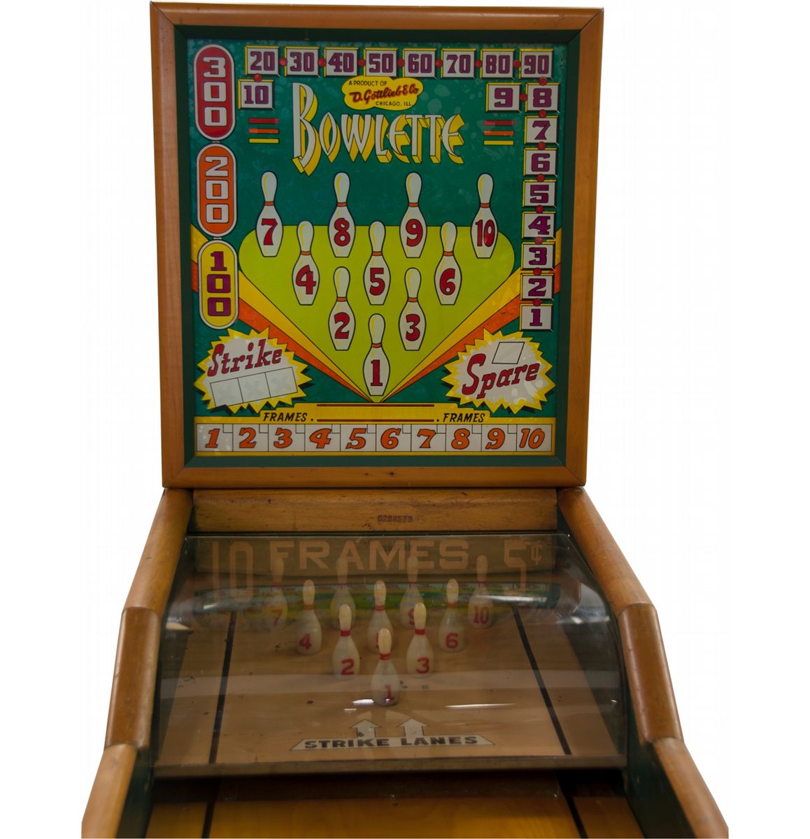 Coin-Op D. Gottlieb & Co. "Bowlette" Bowling Floor Arca