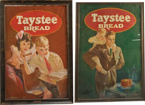 Lot of 2 Taystee Bread Irene Patten Paintings on Canvas