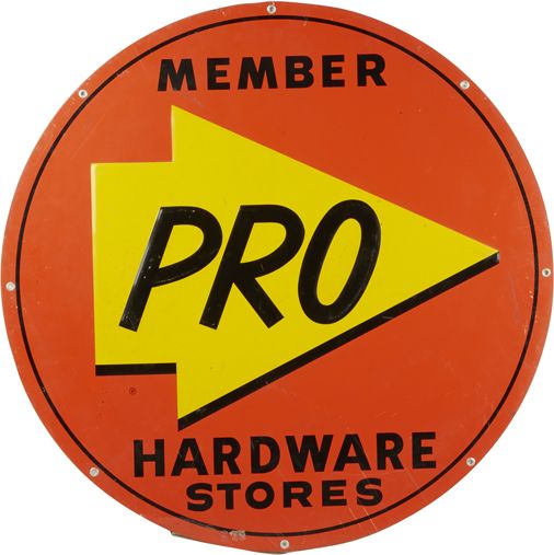 Pro Hardware Stores Member Circular Embossed Tin Sign