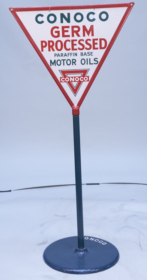 Conoco Motor Oils Double-Sided Porcelain Curb Sign