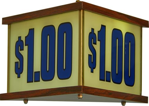 Triangular "$1.00" Light-Up 3-Sided Hanging Box Sign