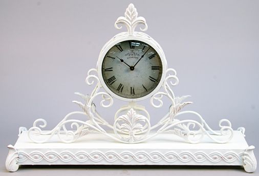 Vintage White Rutherford Garden Mantel Clock