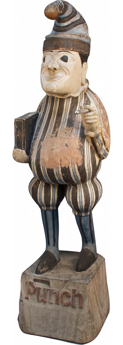 Large Painted Wooden "Punch" Cigar Store Figure
