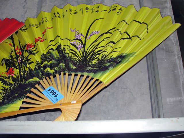 Large decorative oriental fan - yellow
