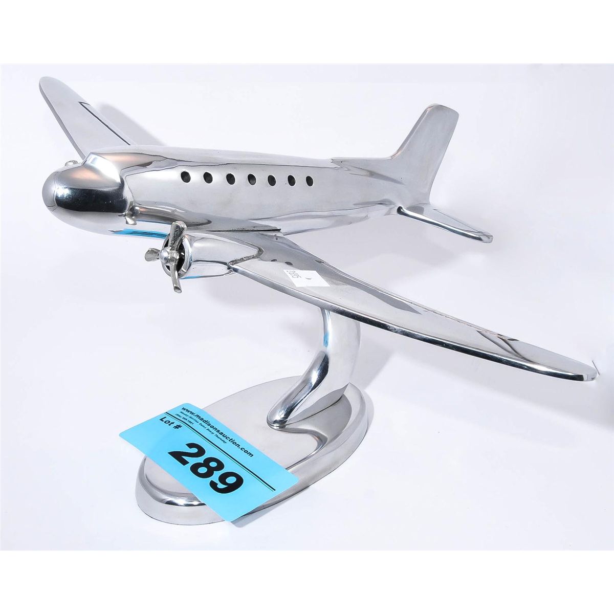 Art deco style decorative chrome airplane