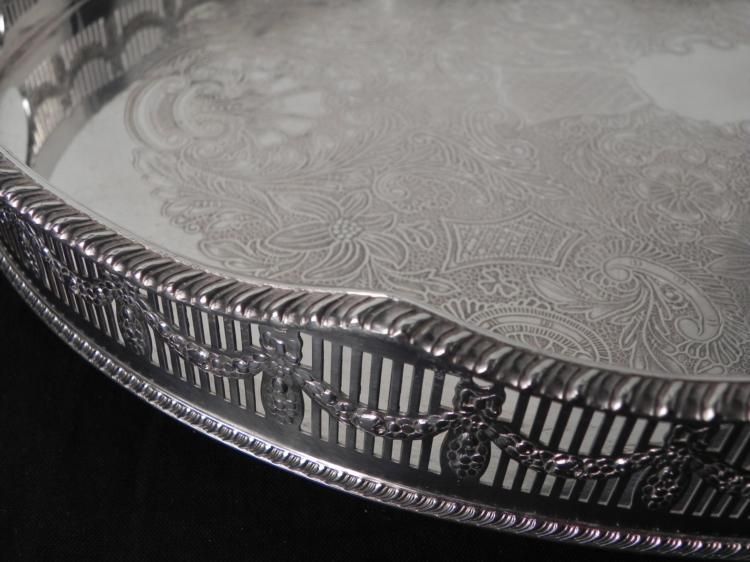 Kentshire Sheffield Silver Plated Serving Gallery Tray
