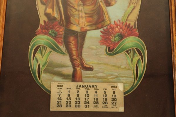 1912 Die Cut Cowgirl Butcher Shop Calendar