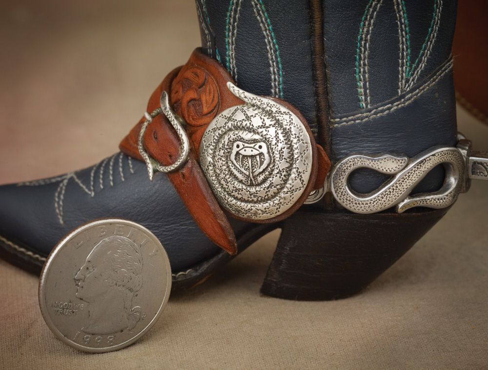 Bill Heisman (b 1951) Miniature Snake Spurs on Boots