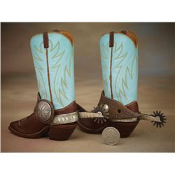 Miniature Prison Spurs on Fisher Boots