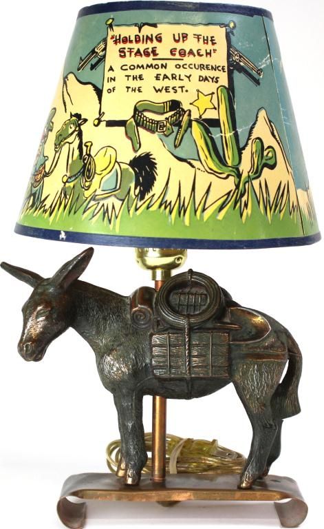 Cute vintage donkey lamp with original shade