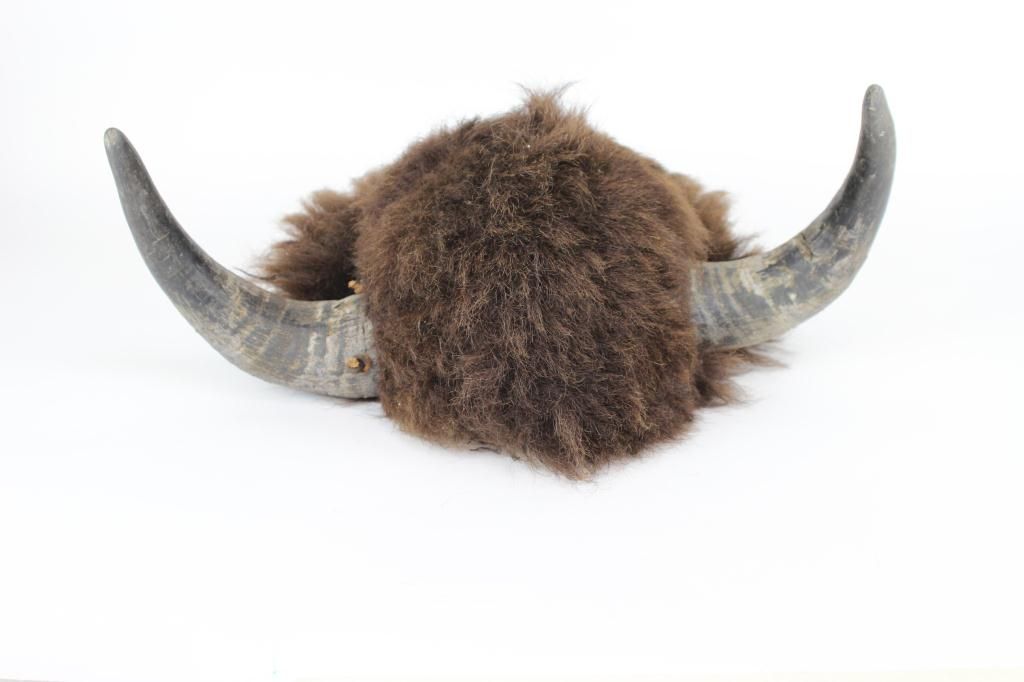 Buffalo leather horned headdress