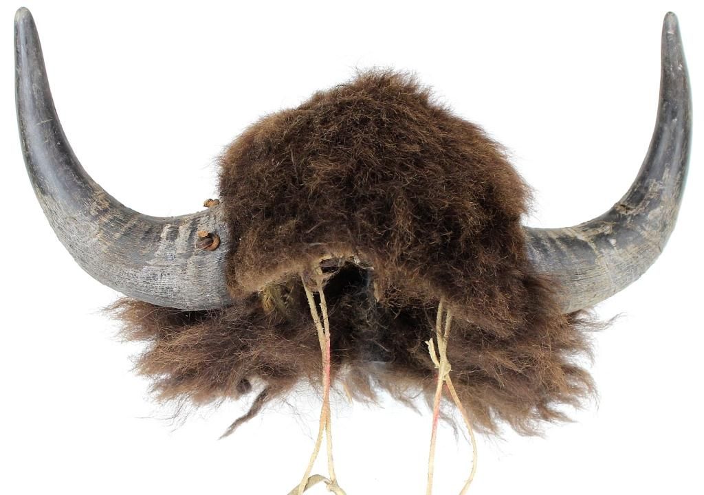Buffalo leather horned headdress